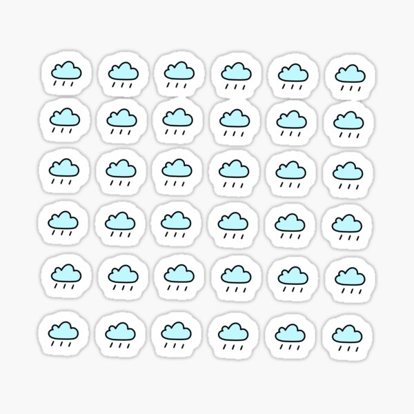 "doodle rainy cloud sticker set for diary or deco (color)" Sticker for ...