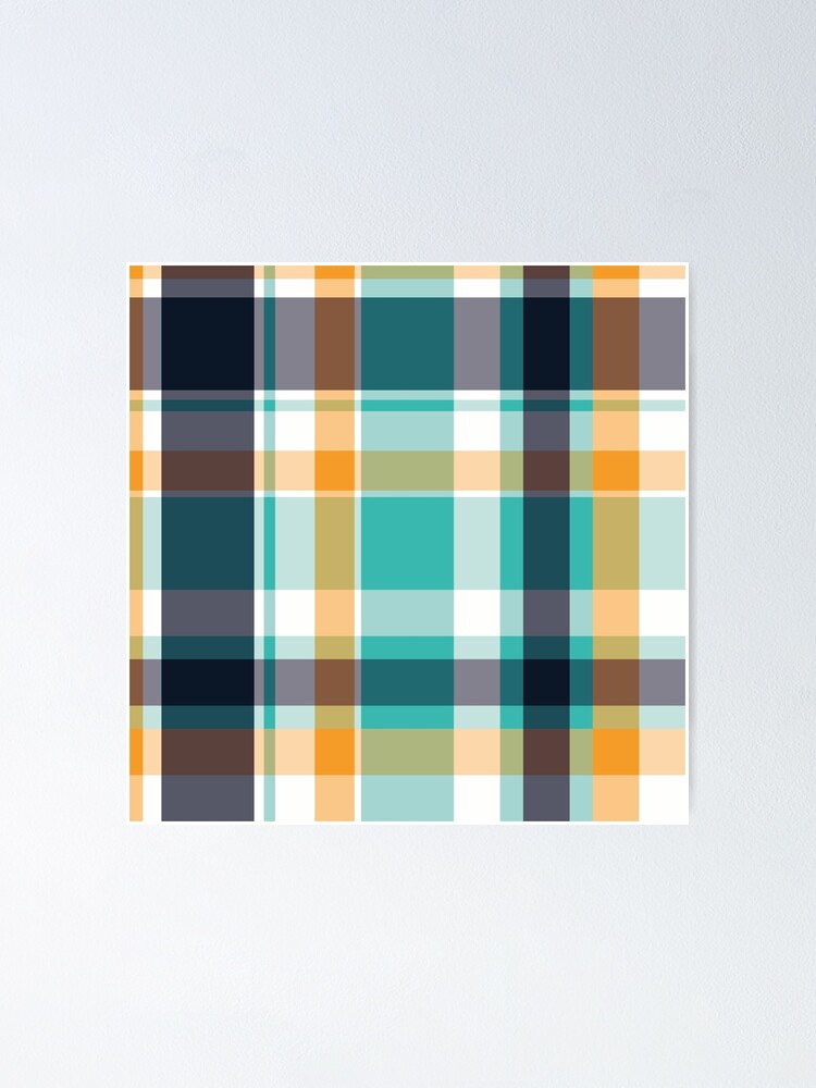 "Orange and blue modern checker " Poster for Sale by Unicojota | Redbubble