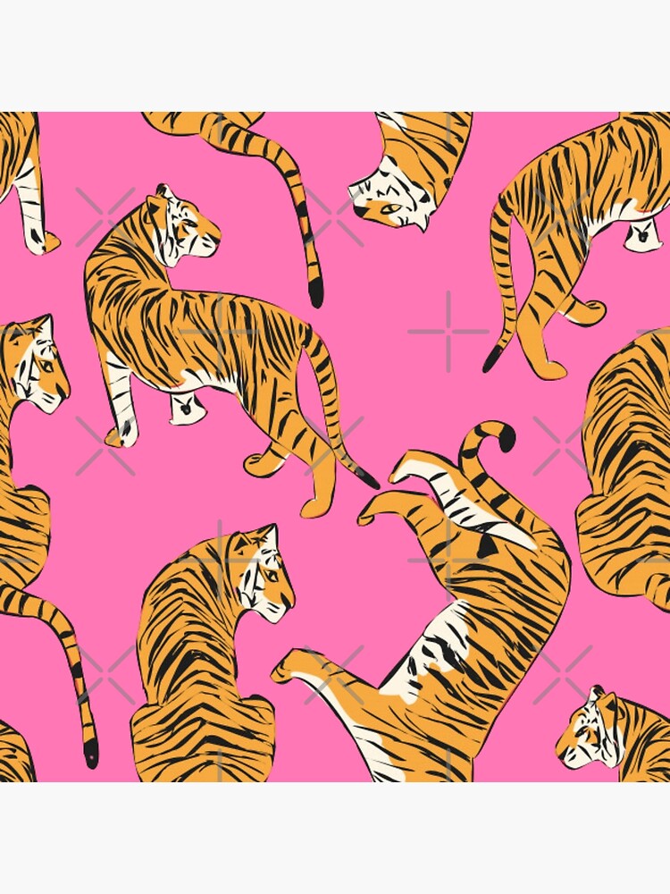 "Pink Tiger Repeating Print- Preppy Modern Contemporary" Canvas Print ...