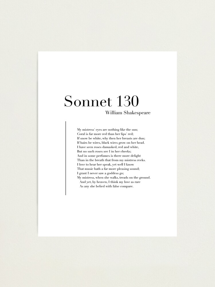 Lámina fotográfica «Soneto 130 de William Shakespeare» de wisemagpie ...