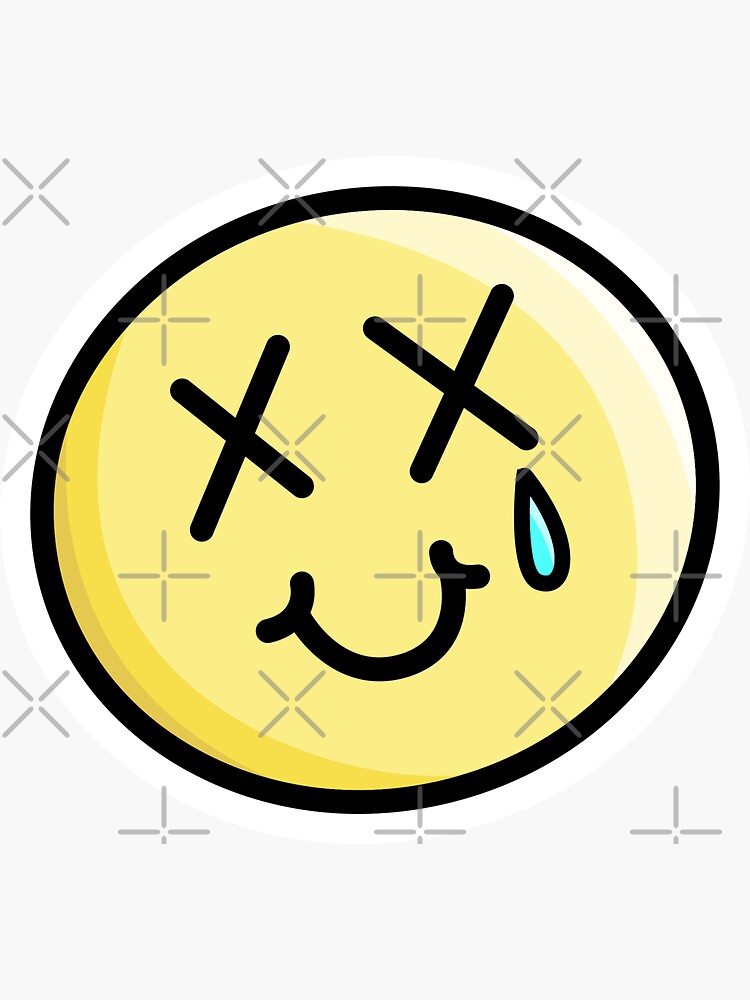 "Smiley Single Tear" Sticker for Sale by zero-tiger-one | Redbubble