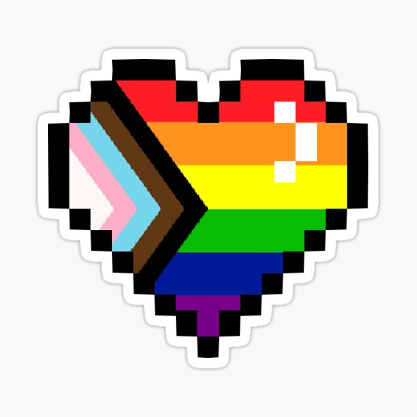 "Progress Pride Flag Pixel Heart" Sticker for Sale by et8655 | Redbubble