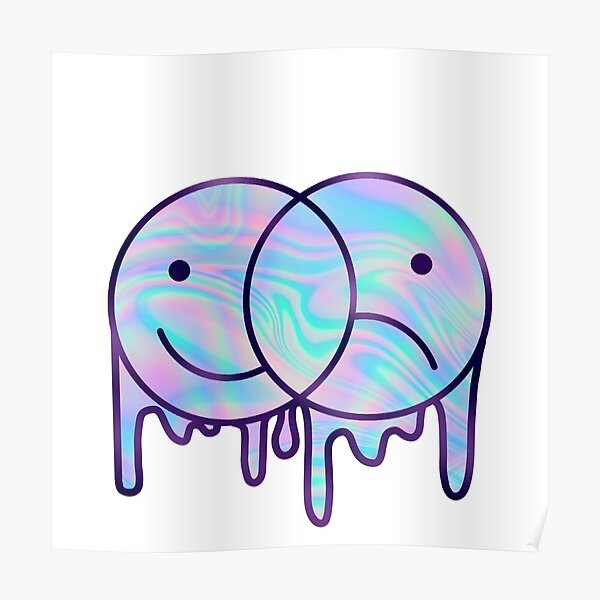 "trippy holo Happy Sad face" Poster by ChaotiKatt | Redbubble