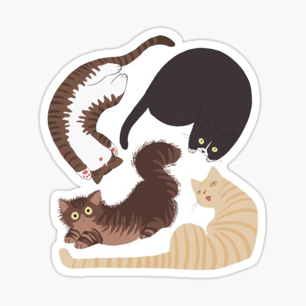 "Cat Cluster" Sticker for Sale by littlelundmark | Redbubble