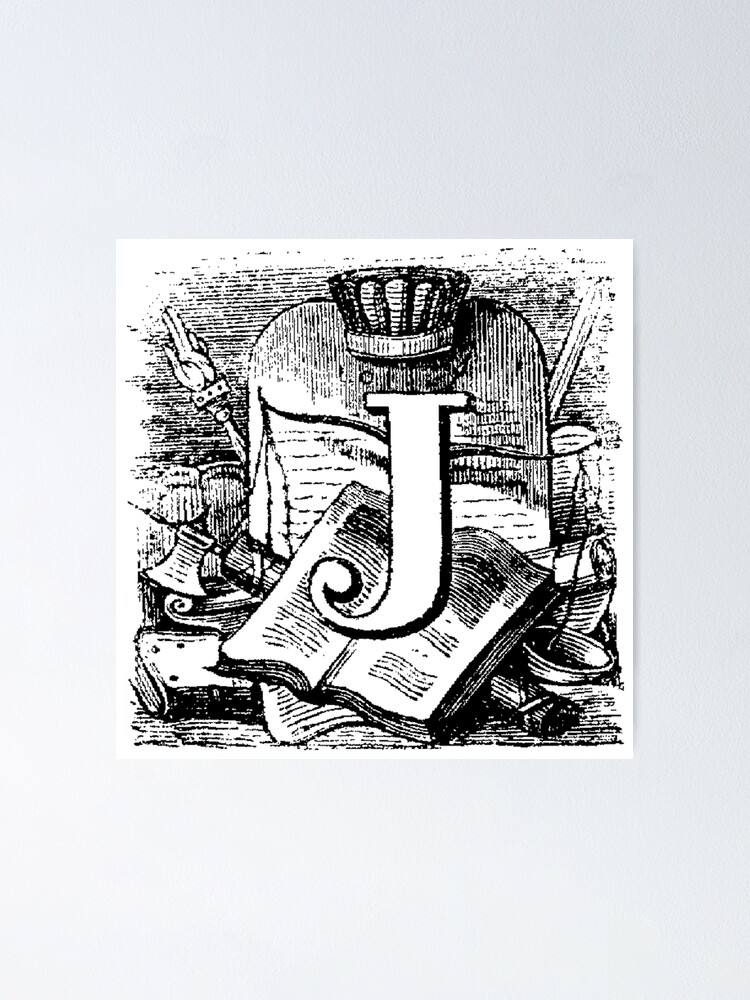 "Renaissance Alphabet Letter J" Poster by Quill-n-Ink | Redbubble