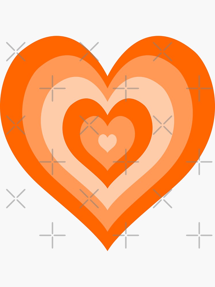 "orange monochrome heart" Sticker for Sale by y2krevival | Redbubble