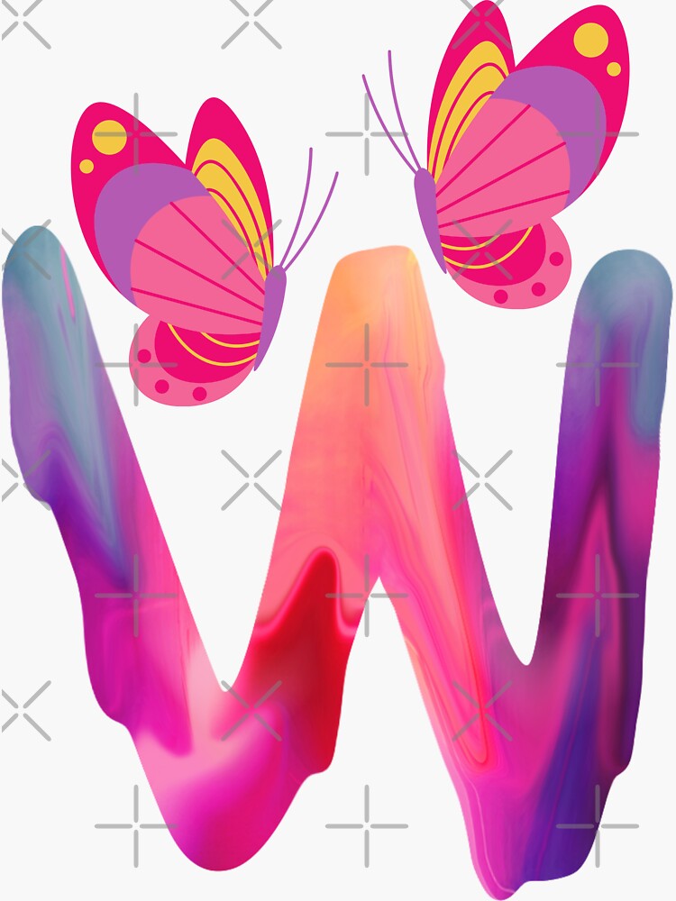 "Letter W with Butterfly - W " Sticker for Sale by LTM-tee | Redbubble