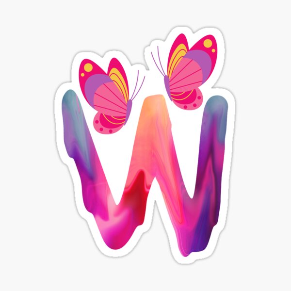 "Letter W with Butterfly - W " Sticker for Sale by LTM-tee | Redbubble