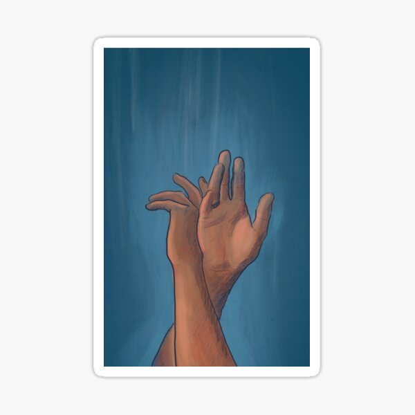 "Blue hands drawing" Sticker for Sale by icentrekin | Redbubble