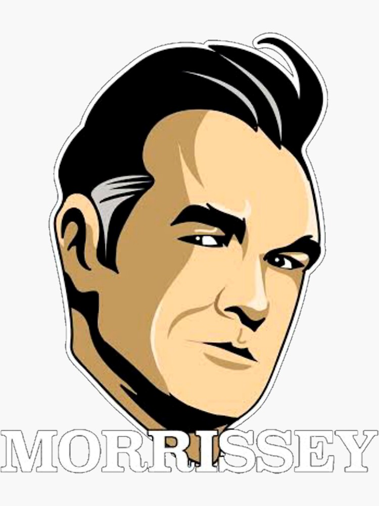 "blackwhitereddesign rock country singer morrissey logo" Sticker for ...
