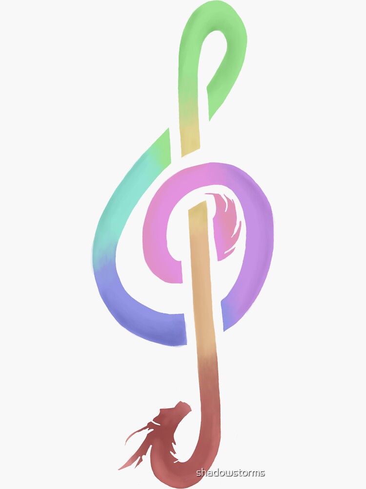 "Treble Clef Dragon" Sticker for Sale by shadowstorms | Redbubble