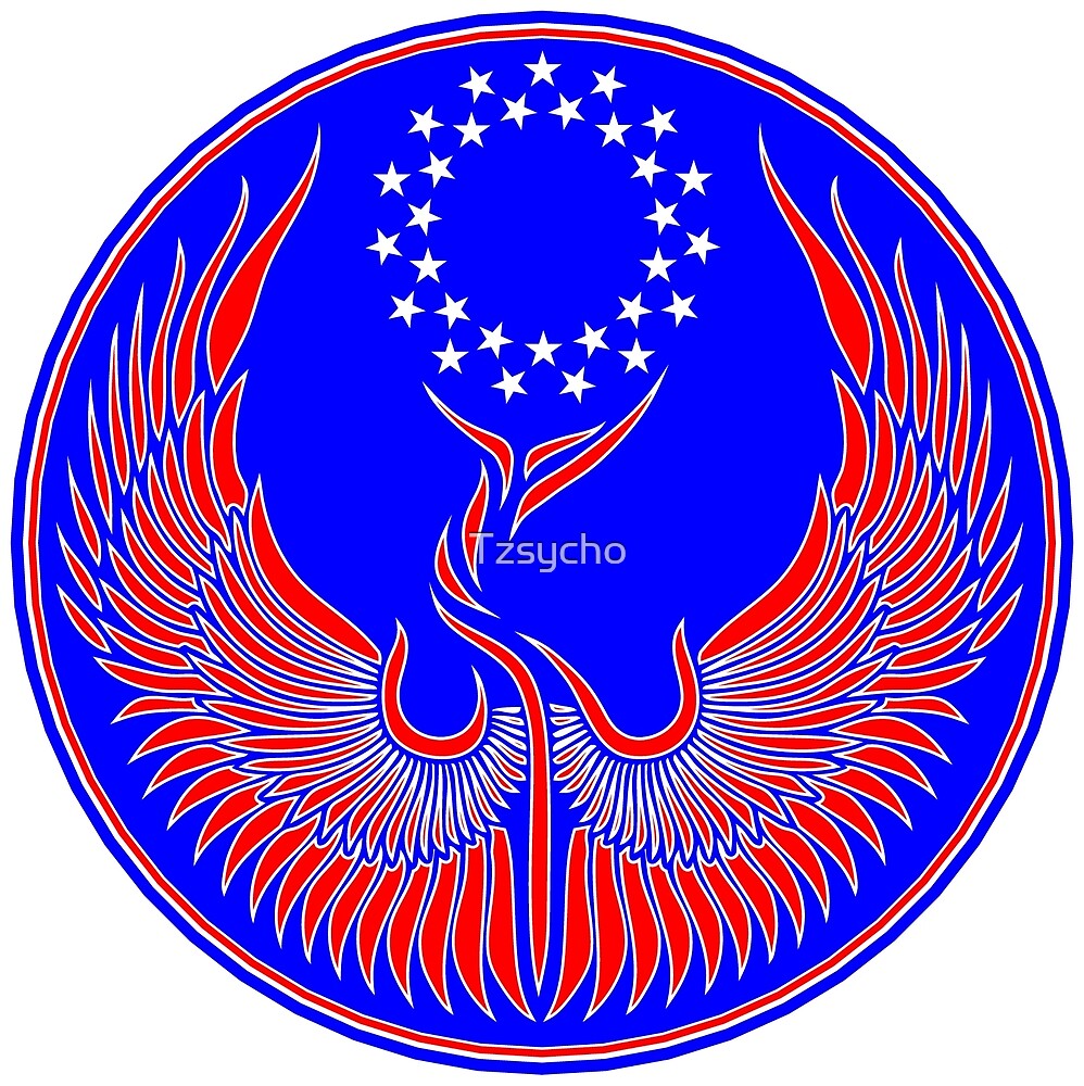 "Defiant Phoenix Symbol in Red White and Blue" by Tzsycho | Redbubble