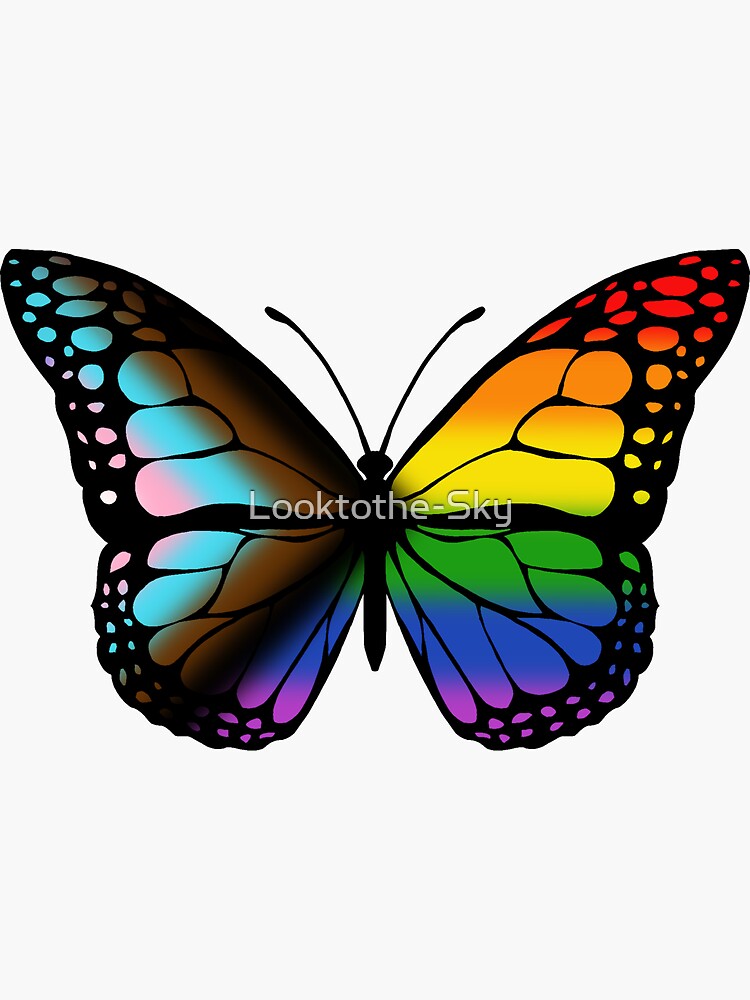 "Progressive Pride Butterfly " Sticker for Sale by Looktothe-Sky | Redbubble