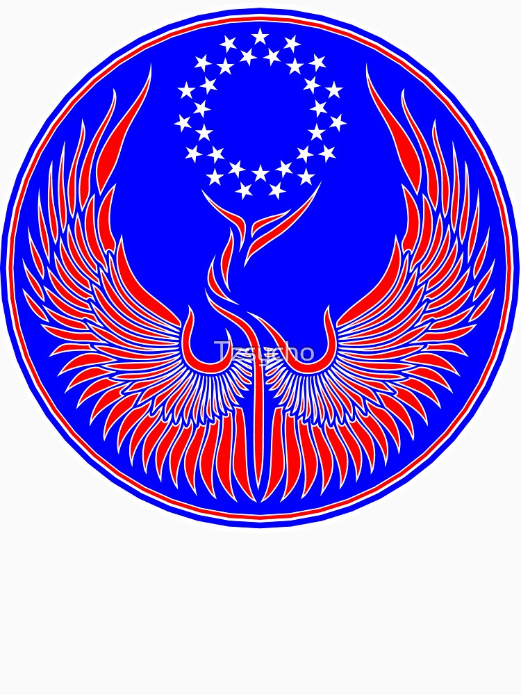"Defiant Phoenix Symbol in Red White and Blue" T-shirt for Sale by ...