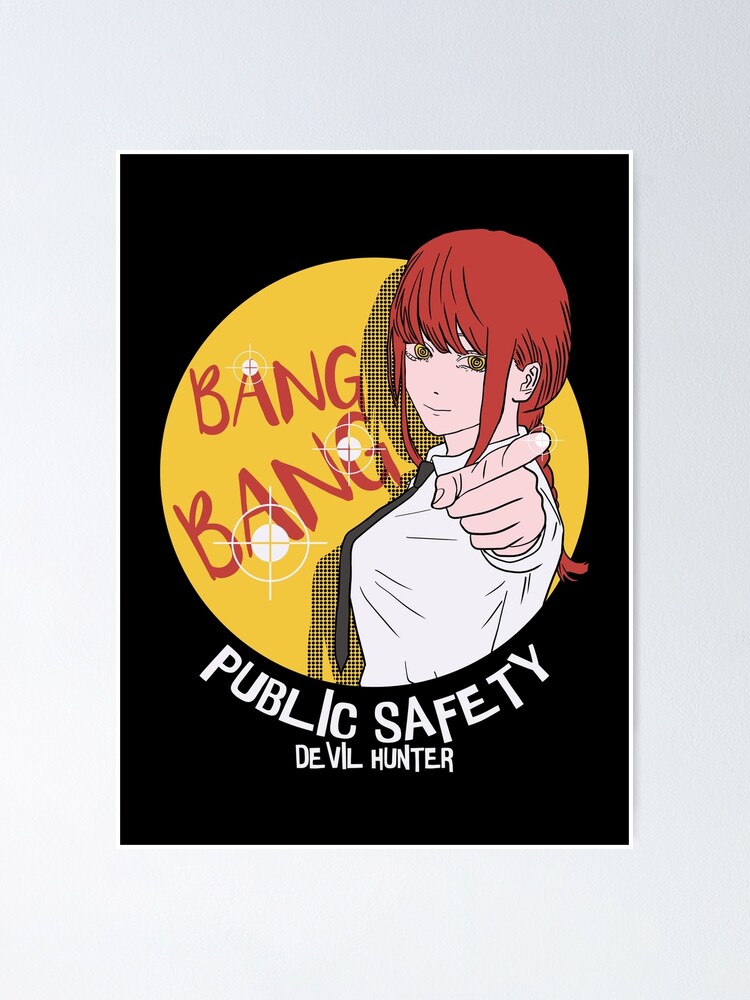 "Makima Chainsaw Man - Bang - Public Safety Devil Hunter Black" Poster ...