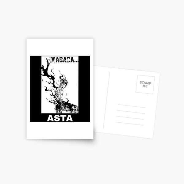 "black anime clover- asta madada black and white poster" Postcard by ...