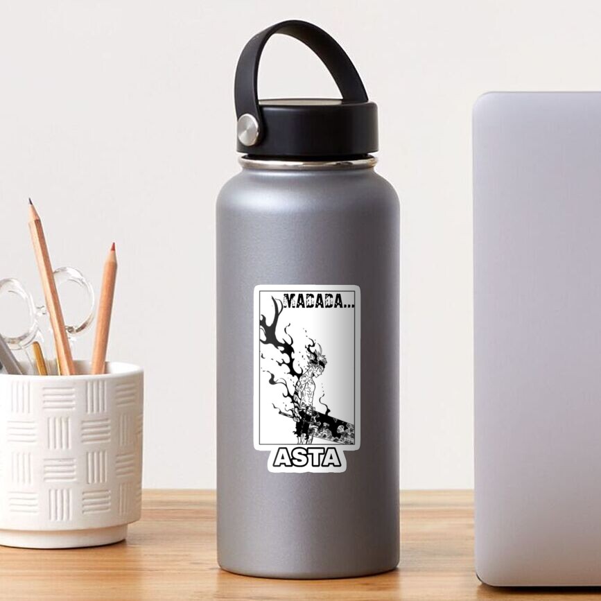 "black anime clover- asta madada black and white poster" Sticker for ...