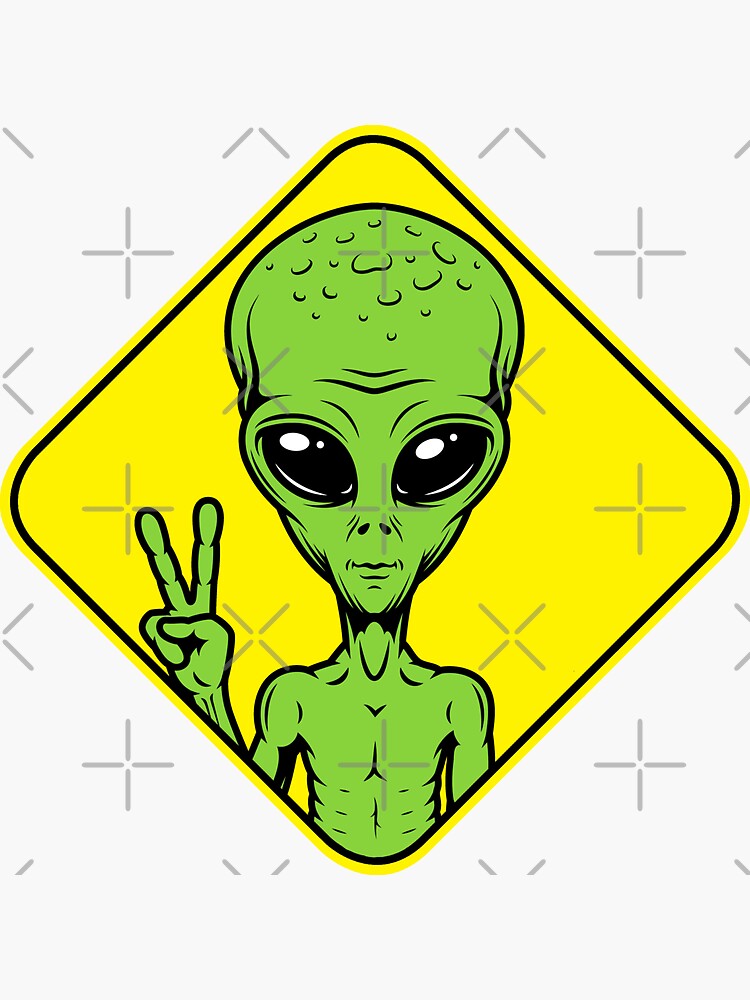 "Alien peace road sign" Sticker for Sale by monsterplanet | Redbubble