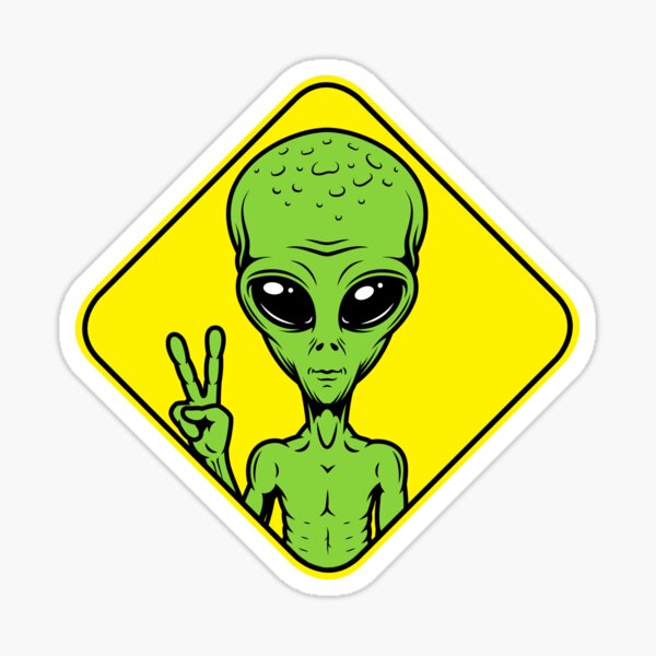"Alien peace road sign" Sticker for Sale by monsterplanet | Redbubble