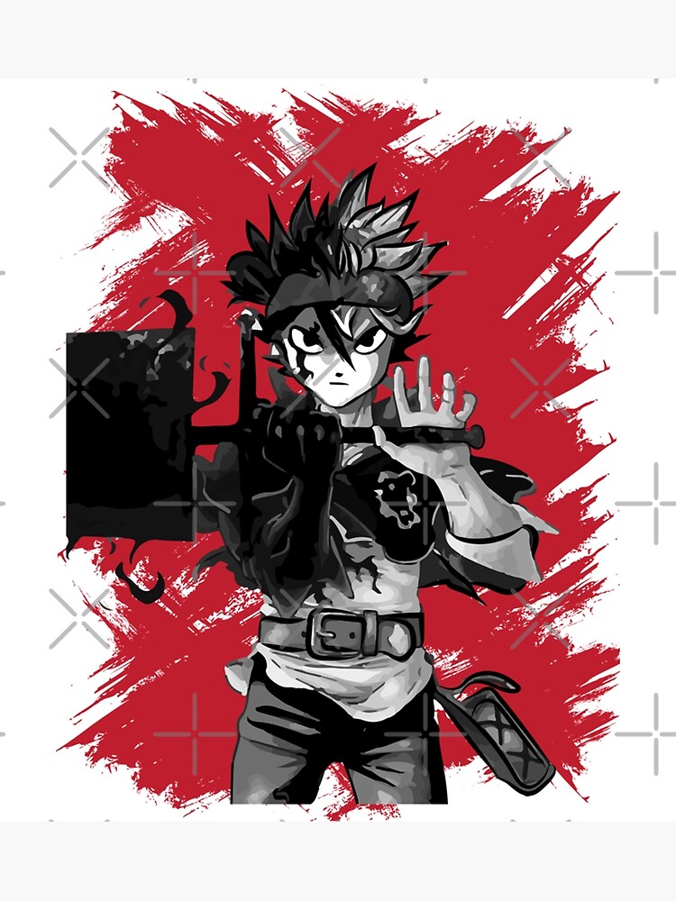 "Asta angry black anime clover red background design" Poster for Sale ...