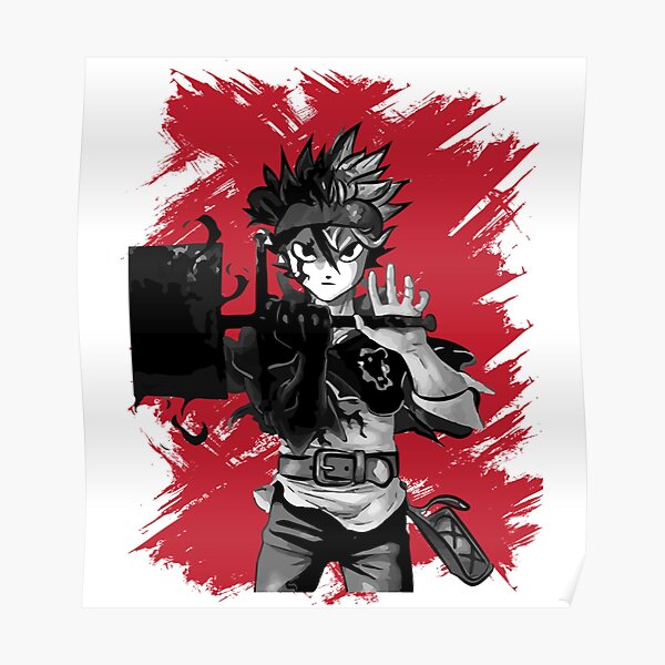 "Asta angry black anime clover red background design" Poster for Sale ...