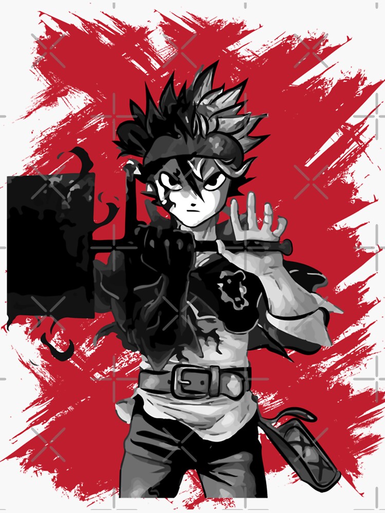"Asta angry black anime clover red background design" Sticker for Sale ...