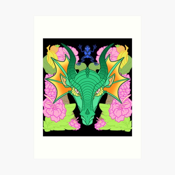 "Rainwing face and frog wings fire art" Art Print by HarvillRay | Redbubble