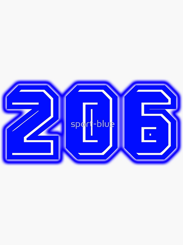 Pegatina «Número azul 206» de sport-blue | Redbubble
