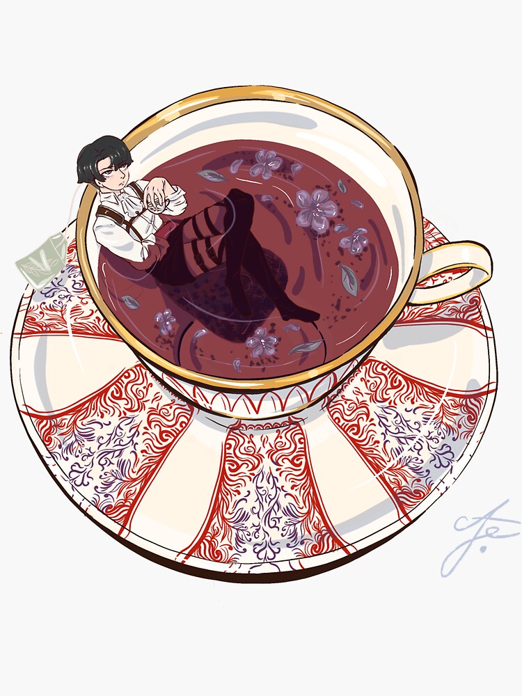 "Levi in the tea" Sticker for Sale by AustejaJanka | Redbubble