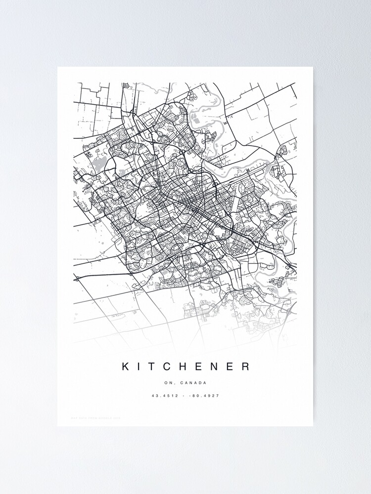 "Kitchener, Ontario, Canada Map Poster" Poster for Sale by TheZenSprout ...
