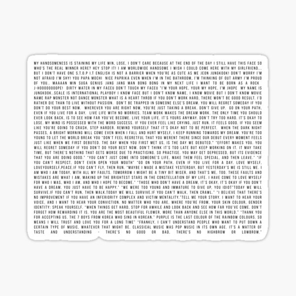 "BTS English Quote Compilation" Sticker for Sale by 1ive | Redbubble