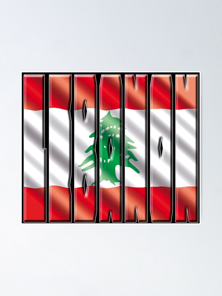 "Lebanon word name and flag texture sticker." Poster for Sale by Maeen ...