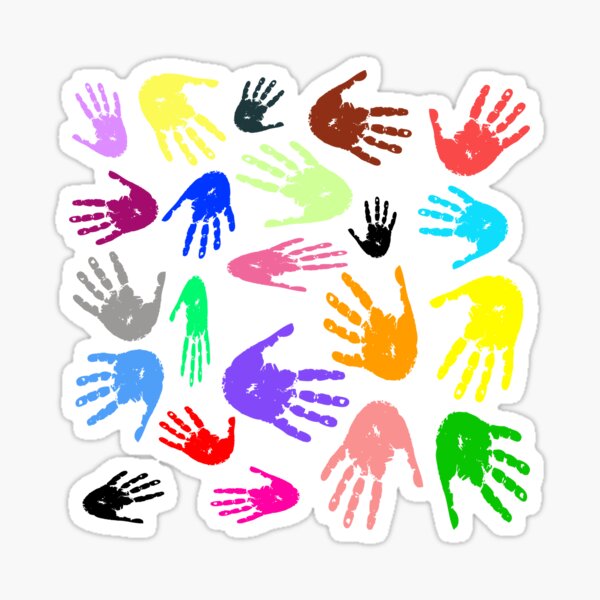 "Multi-colored hands, many hands" Sticker by Gutman | Redbubble