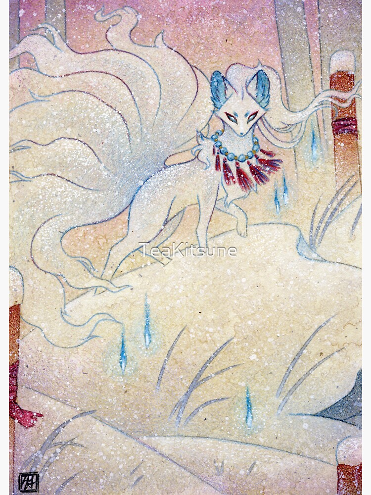 "Winter Twilight Kitsune Guardian" Sticker for Sale by TeaKitsune ...