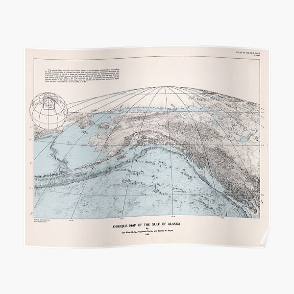 Póster «Vintage mapa geológico del golfo de Alaska (1980) Atlas de ...