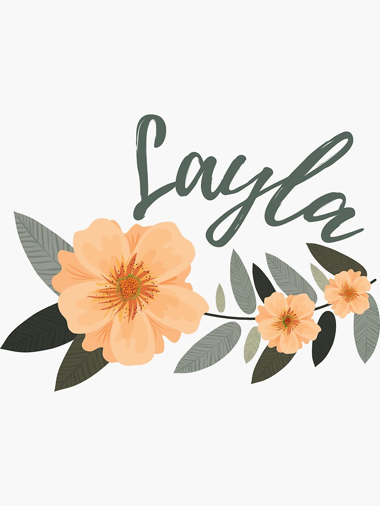 "Layla Name With Pretty Flowers " Sticker for Sale by PrettyArtwork ...