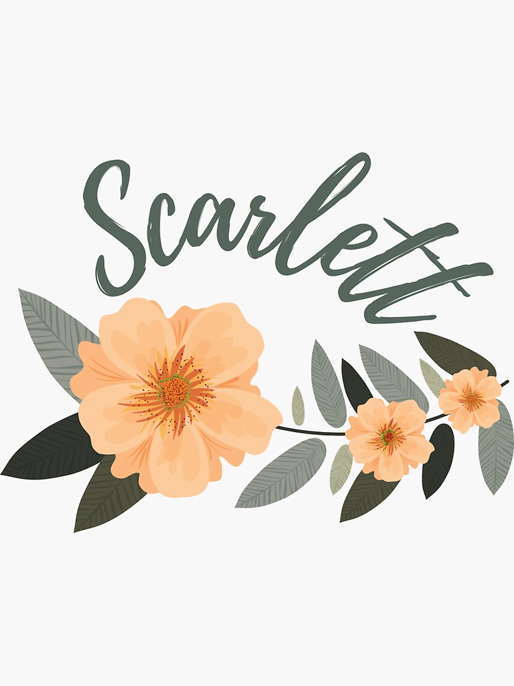 "Scarlett Name With Pretty Flowers " Sticker by PrettyArtwork | Redbubble