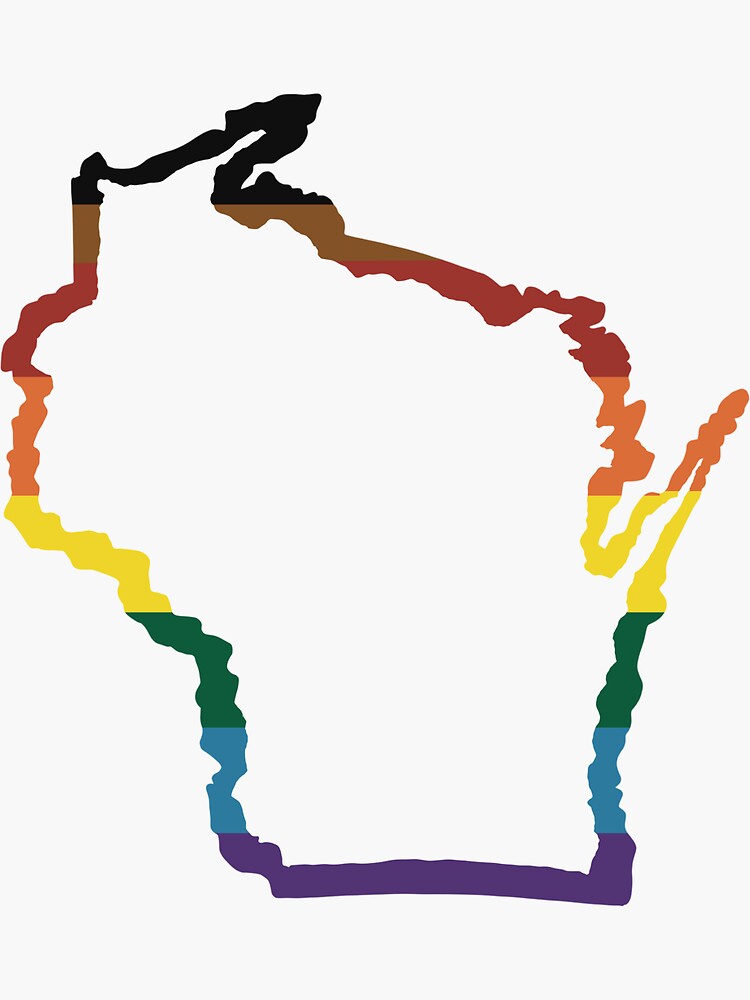 "Wisconsin State Pride Rainbow Outline" Sticker for Sale by zhdezigns ...