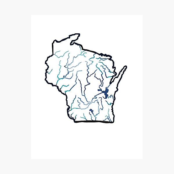 Lámina fotográfica «Esquema de los ríos del estado de Wisconsin» de ...