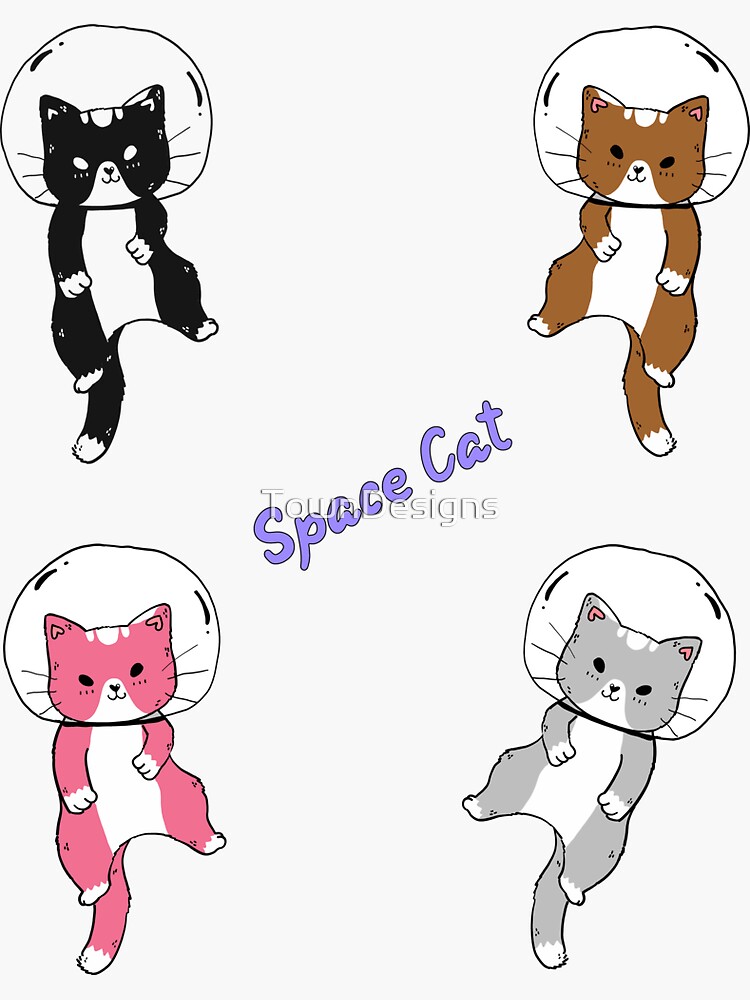"Cute Space Cat " Sticker by TownDesigns | Redbubble