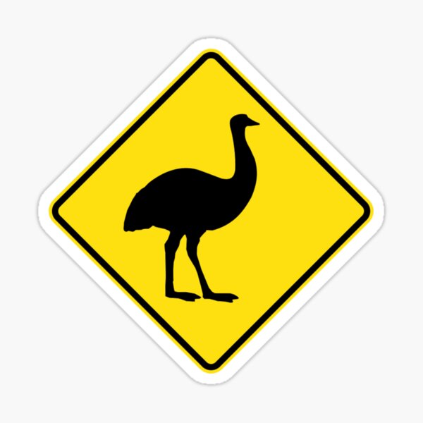 "Australian Road Sign - Warning Emus Sign" Sticker for Sale by Shav ...