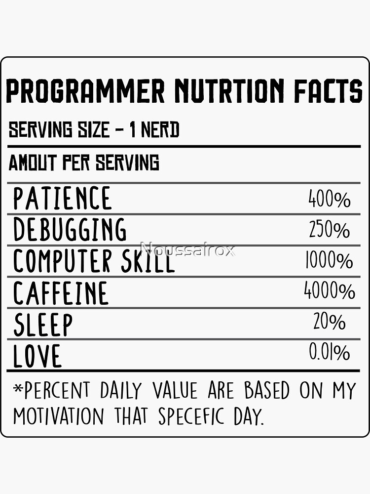"Computer Geek Shirt, Programmer Shirt, Nutrition Facts Computer Nerd Gift, Funny Tech" Sticker ...