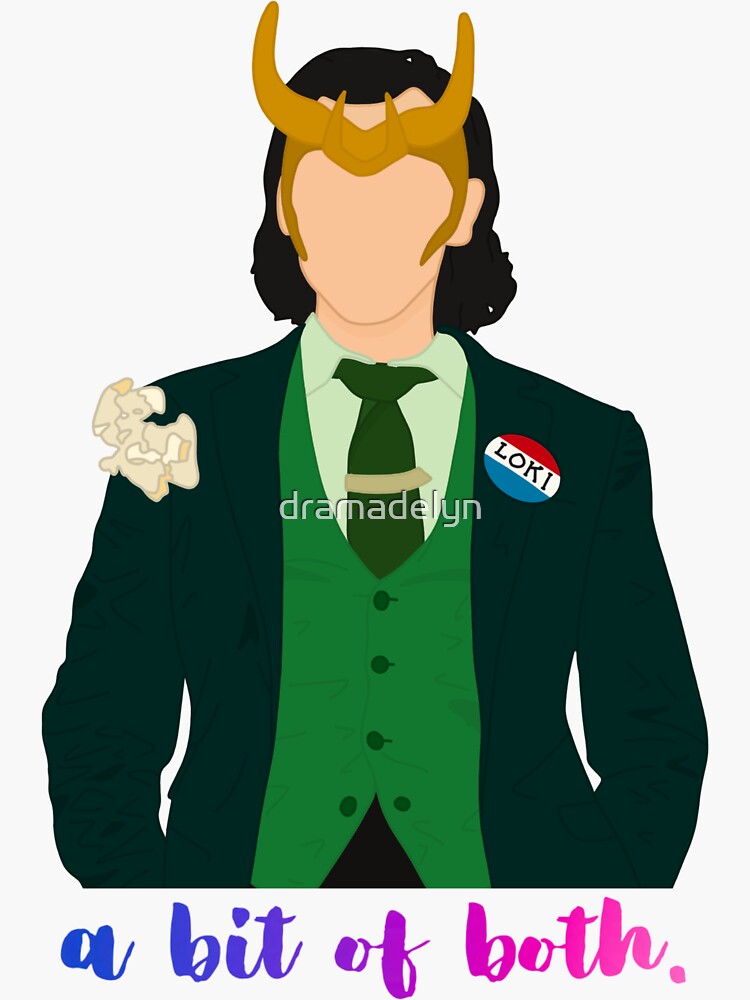 "Loki A Bit of Both" Sticker for Sale by dramadelyn | Redbubble