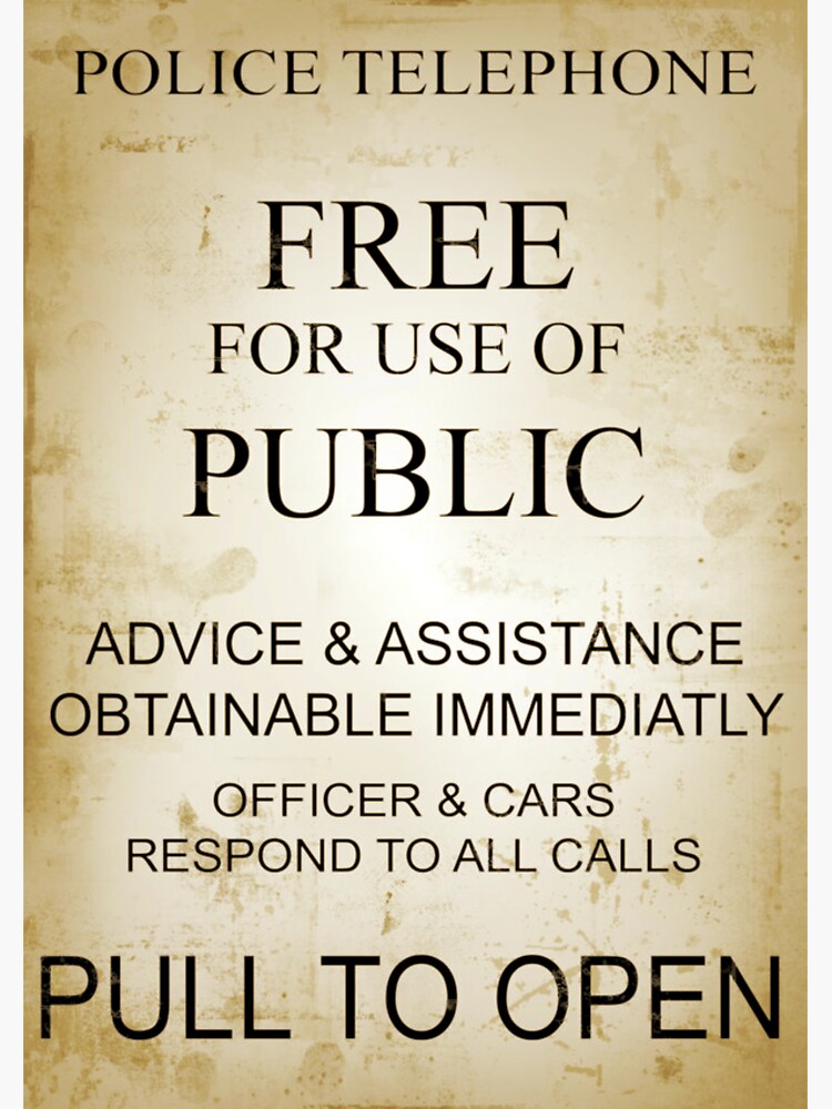 "Police Public Call Box Sign" Sticker for Sale by amanda150771 | Redbubble
