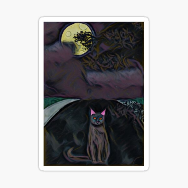 "night cat" Sticker for Sale by madsmoon | Redbubble