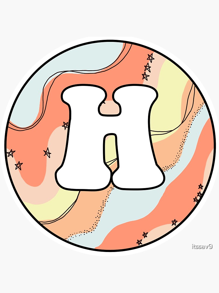 "Retro H Initial" Sticker for Sale by itssav9 | Redbubble