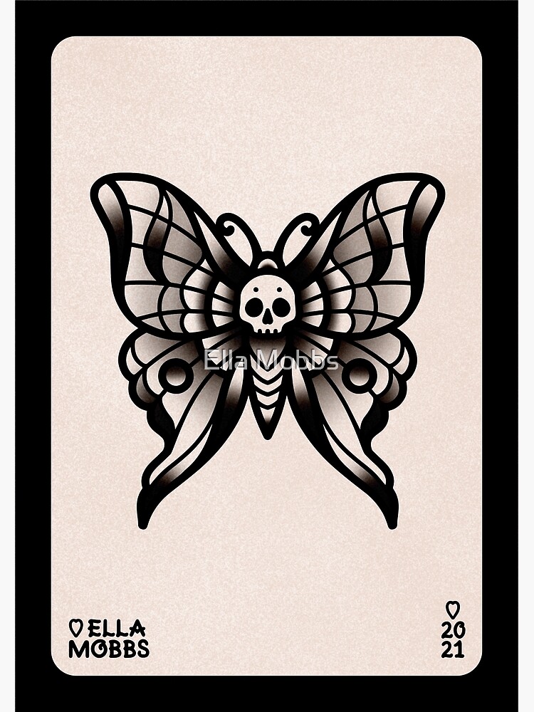 "Skull Death Moth Classic Cute Traditional Tattoo Flash Style Print ...