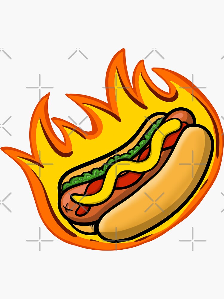 "Flaming Hot Dog" Sticker for Sale by BizzarBox | Redbubble