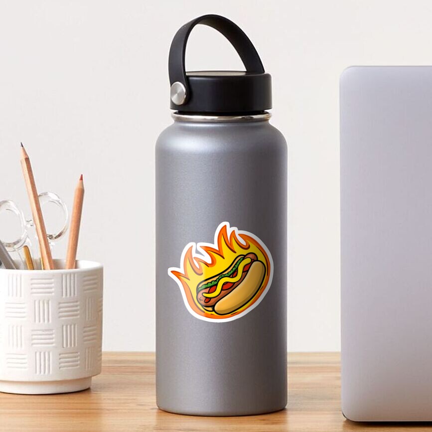 "Flaming Hot Dog" Sticker for Sale by BizzarBox | Redbubble