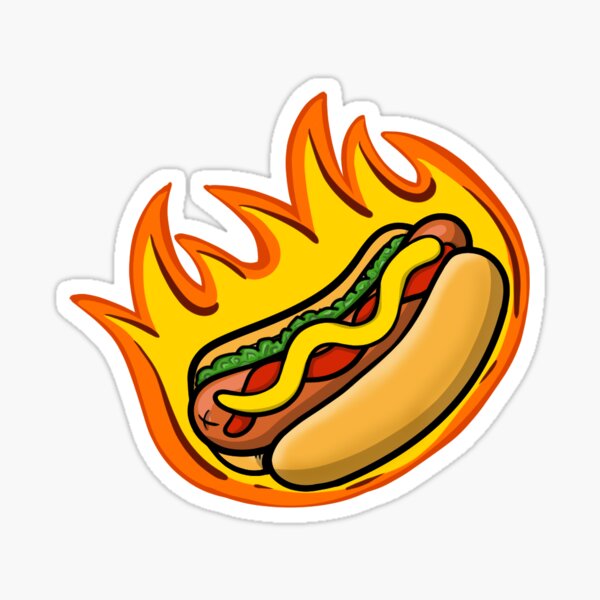 "Flaming Hot Dog" Sticker for Sale by BizzarBox | Redbubble